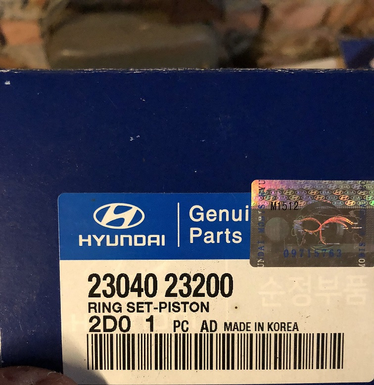 2304023200 КОМПЛЕКТ ПОРШНЕВЫХ КОЛЕЦ ДВИГАТЕЛЯ (12ШТ) KIA HYUNDAI ...