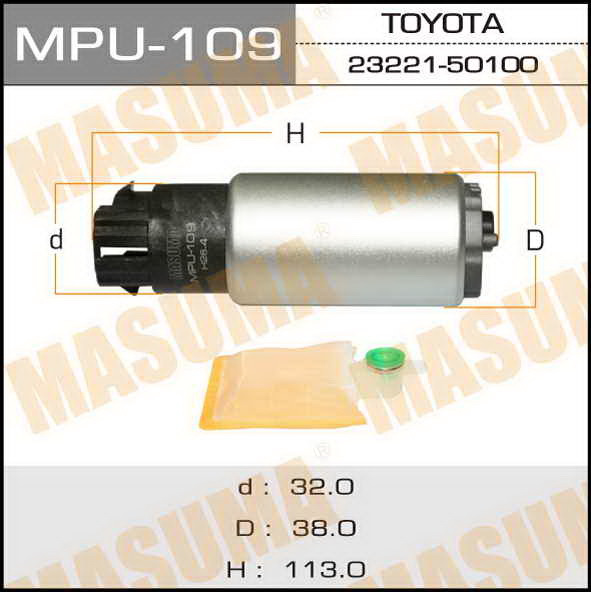 2322150100 Насос топливный Masuma 100L/h, 3kg/cm2 сетка MPU-040 TOYOTA ...