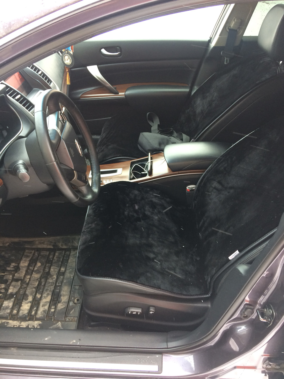 Меховые накидки на сидушки — Nissan Teana (J32), 2,5 л, 2009 года ...