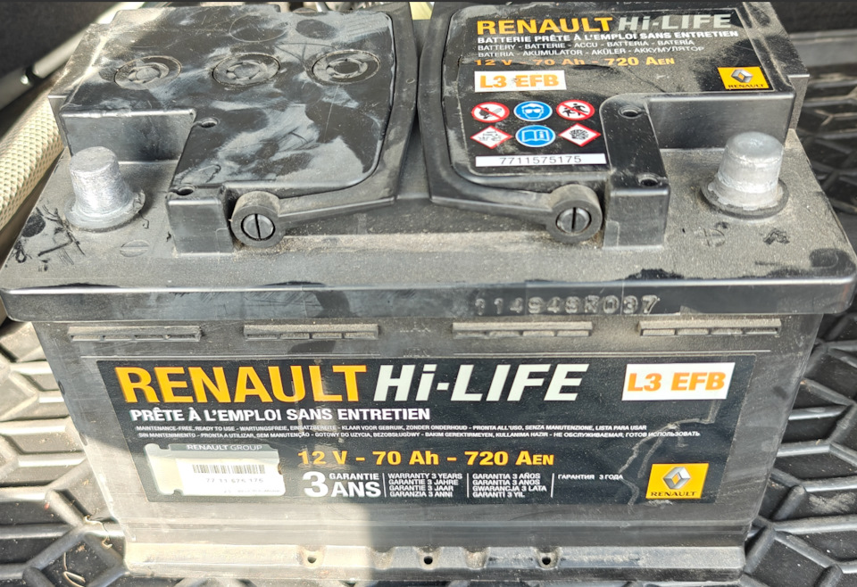 7711575175 Аккумуляторная батарея 70ah 720a RENAULT | Запчасти на DRIVE2