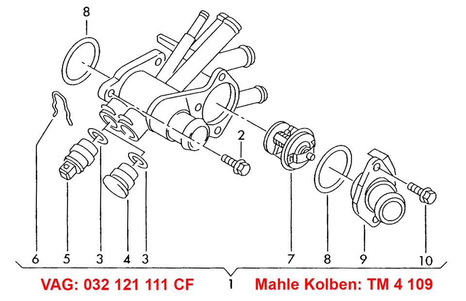032121111CF ТЕРМОСТАТ, ОХЛАЖДАЮЩАЯ ЖИДКОСТЬ VAG | Запчасти на DRIVE2