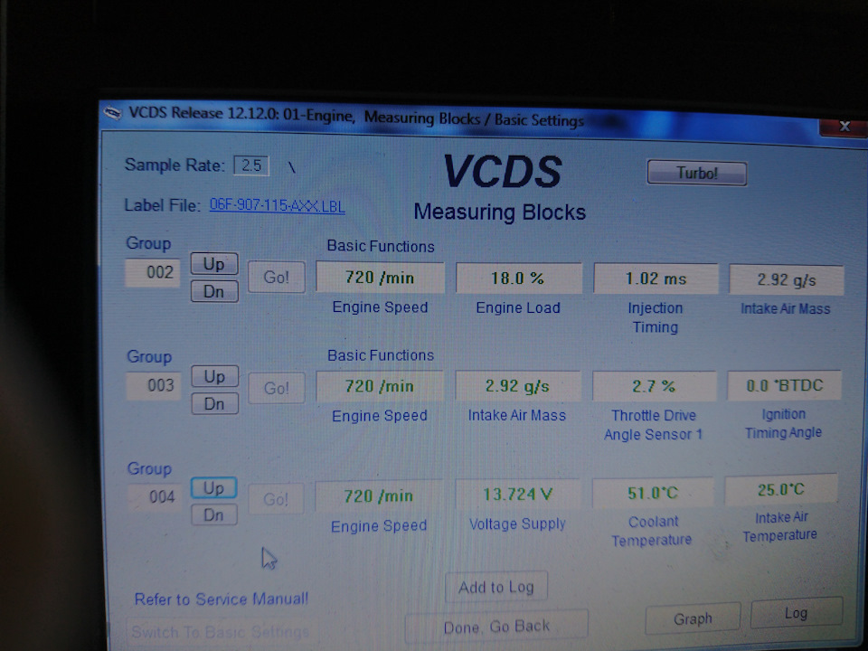 Блоки измерений 1 (002-101) — Audi A4 (B7), 2 л, 2007 года | наблюдение ...