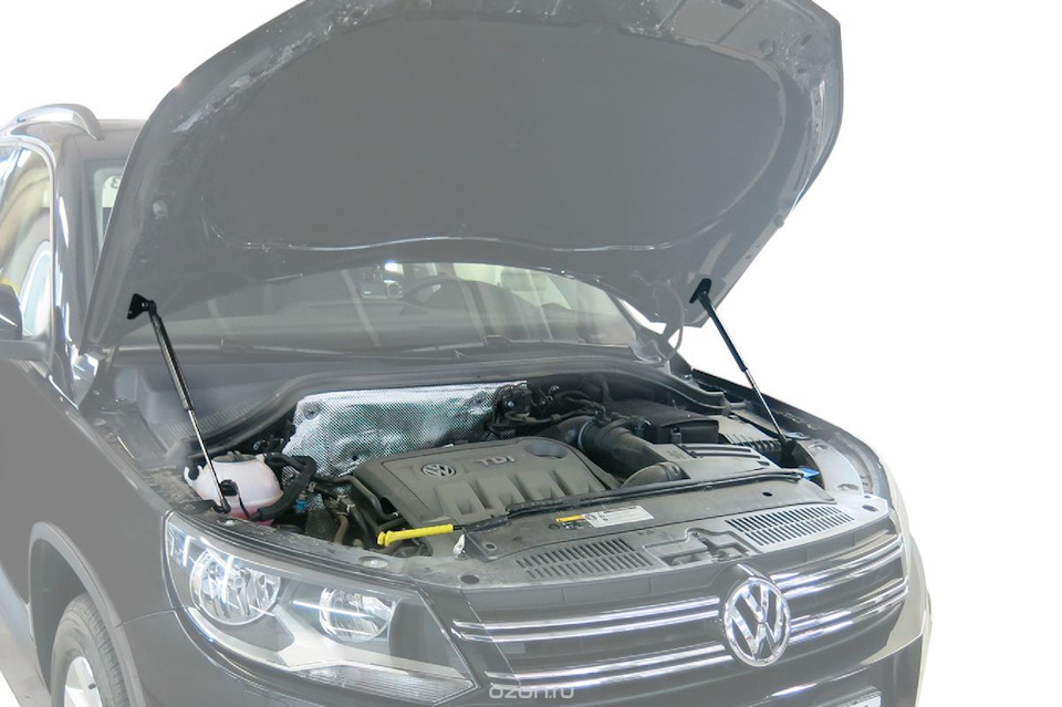 Газовые упоры капота Тигуан. — Volkswagen Tiguan (1G), 2 л, 2011 года ...