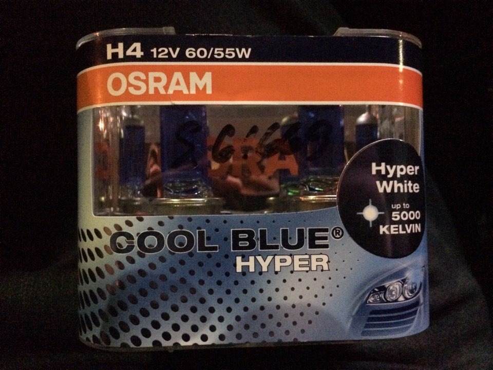 Osram Cool Blue Hyper 5000K h4 — Lada Granta, 1,6 л, 2012 года ...