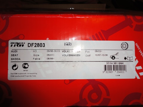 DF2803 Тормозной диск для SEAT, VW (FAW), AUDI, VW, BRILLIANCE, SKODA ...