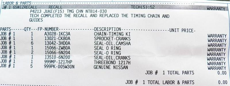 Цепь ГРМ. Запчасти на замену. — Nissan Juke (1G), 1,6 л, 2012 года ...