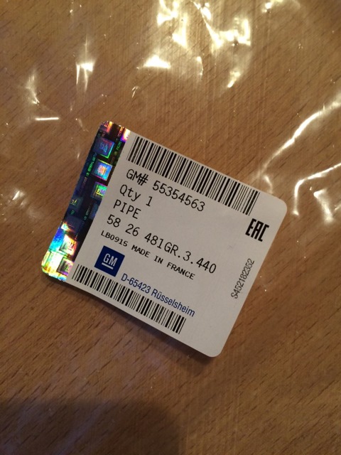 55354563 Трубка подогрева дроссельной заслонки впускная GM | Запчасти ...