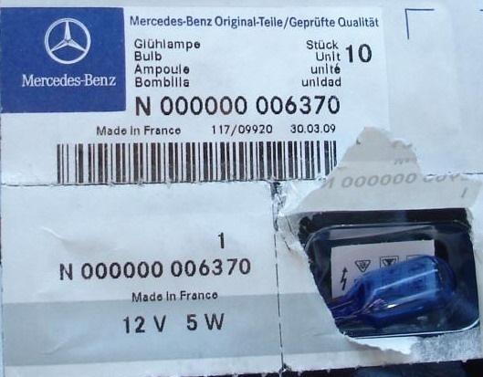 N000000006370 Лампа накаливания Mercedes | Запчасти на DRIVE2