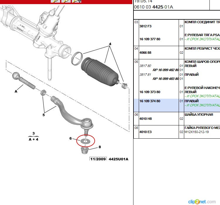 Рулевые наконечники и шайбы… — Citroen C5 (2G), 2 л, 2008 года ...