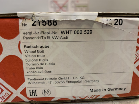 WHT002529 Болт колесный VAG | Запчасти на DRIVE2