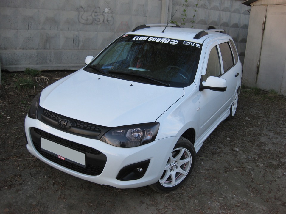 Пластиковые накладки на пороги. — Lada Калина Универсал (2G), 1,6 л ...