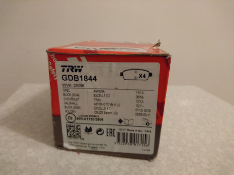 GDB1844 Комплект тормозных колодок, дисковый тормоз для OPEL, VAUXHALL ...