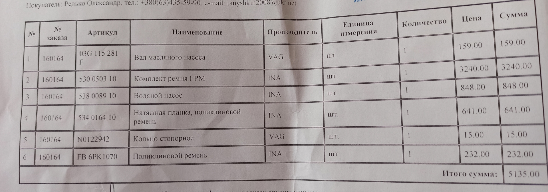 ТО — Volkswagen Passat Variant (B6), 2 л, 2009 года | запчасти | DRIVE2