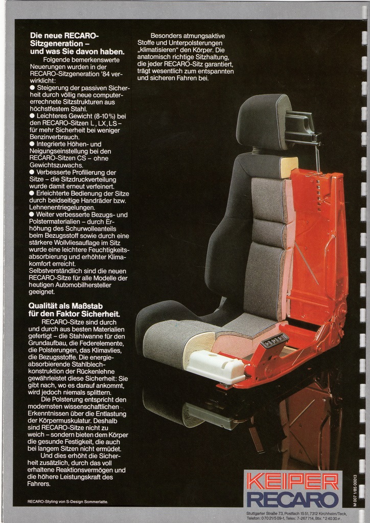 Recaro Seats 1985 — DRIVE2
