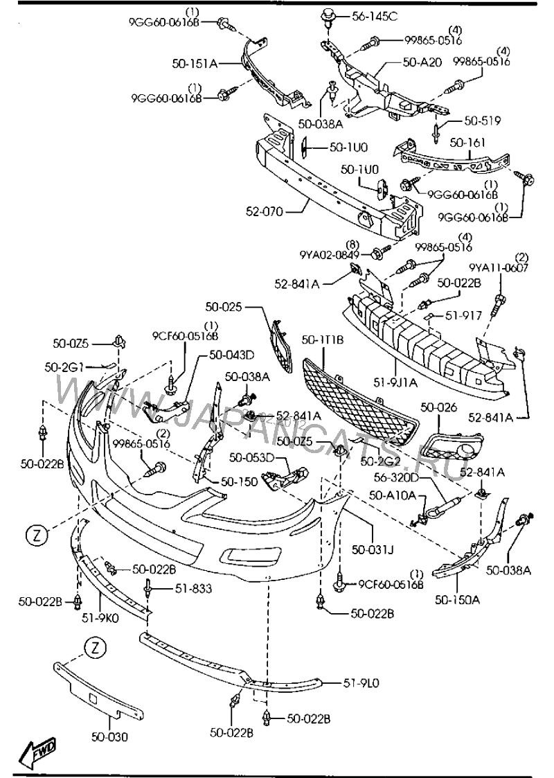 9CF600516B КЛИПСА КРЕПЕЖНАЯ 853 Mazda | Запчасти на DRIVE2