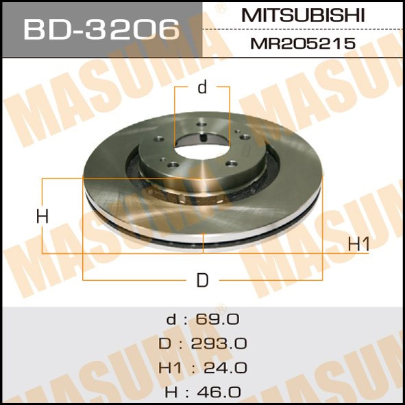 MR205215 Диск тормозной передний Mitsubishi | Запчасти на DRIVE2