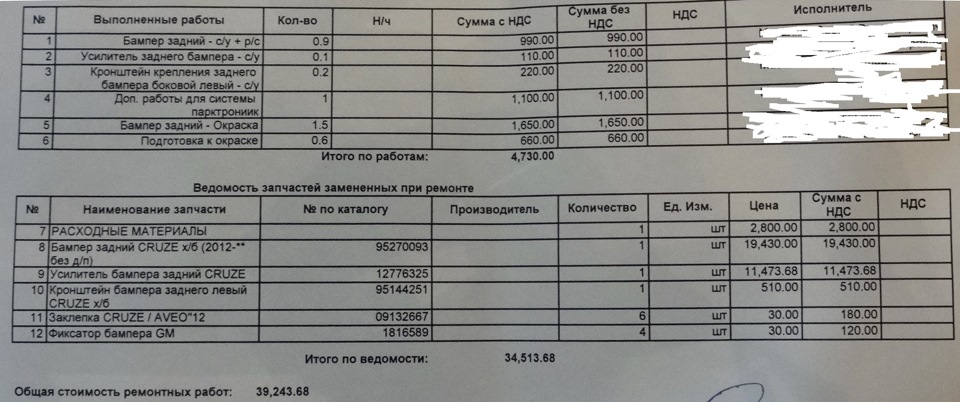 Замена заднего бампера — Chevrolet Cruze Hatchback, 1,8 л, 2012 года ...
