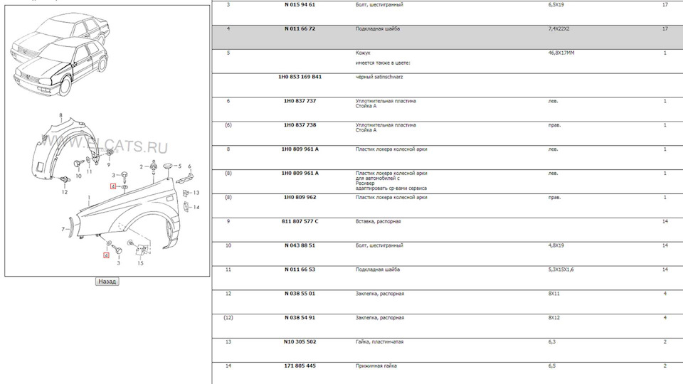 N0385491 КЛИПСА КРЕПЕЖНАЯ 407 VAG | Запчасти на DRIVE2