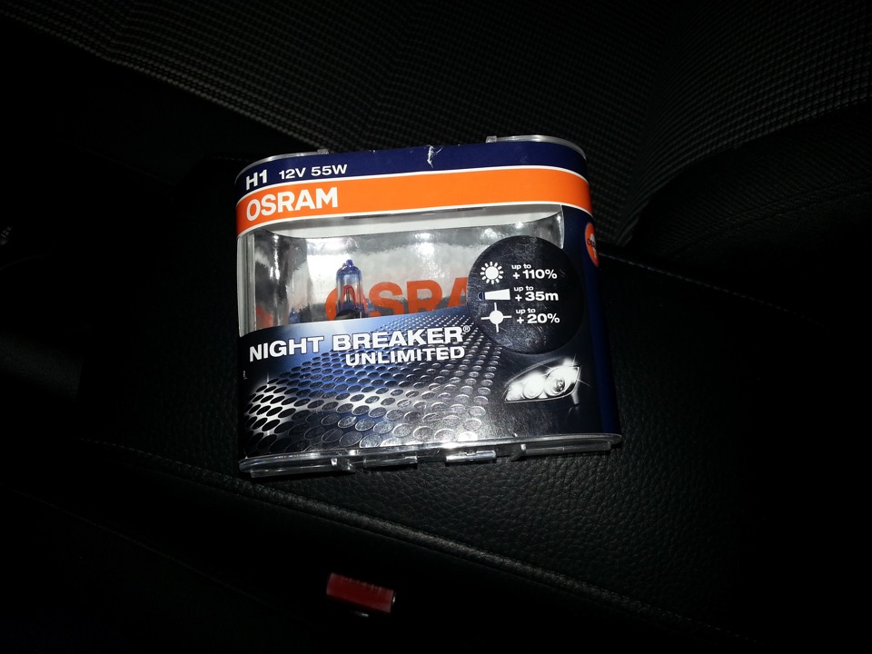 Лампы Osram H1 Night Breaker Unlimited +110% — Peugeot 307, 1,6 л, 2006 ...