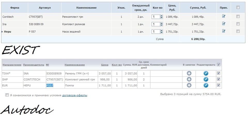 Exist vs Autodoc — Skoda Fabia Mk2, 1,4 л, 2008 года | запчасти | DRIVE2