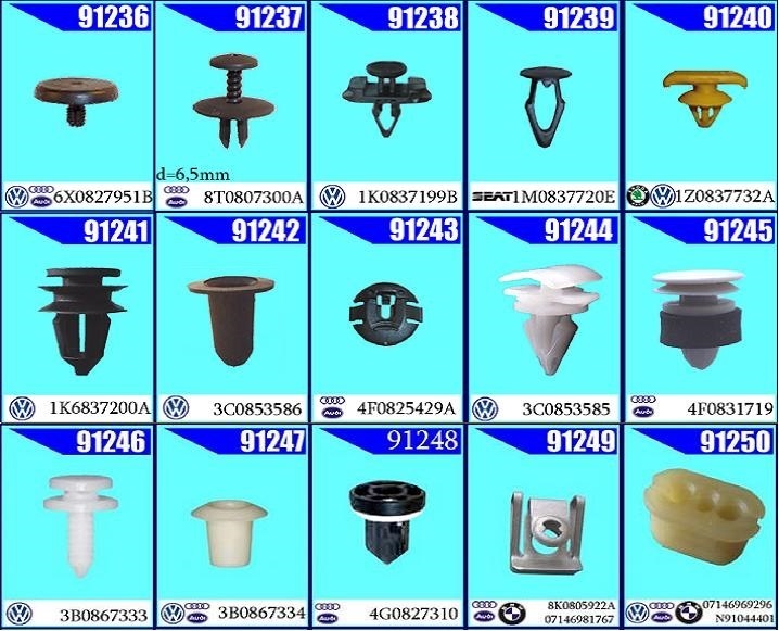 Клипсы используемые в Volkswagen, Skoda, Audi (VAG) и их артикулы ...