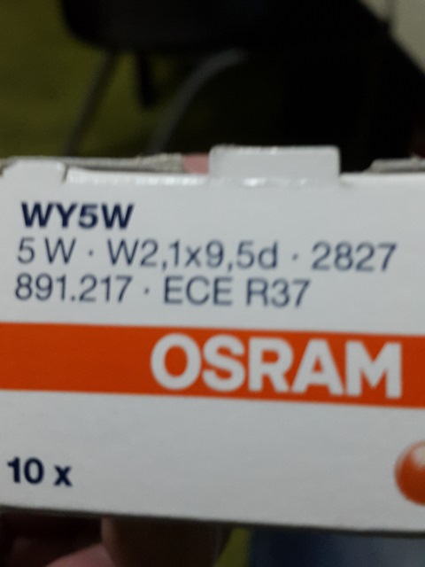 2827 Лампа 5W б/ц желтая WY5W OSRAM | Запчасти на DRIVE2
