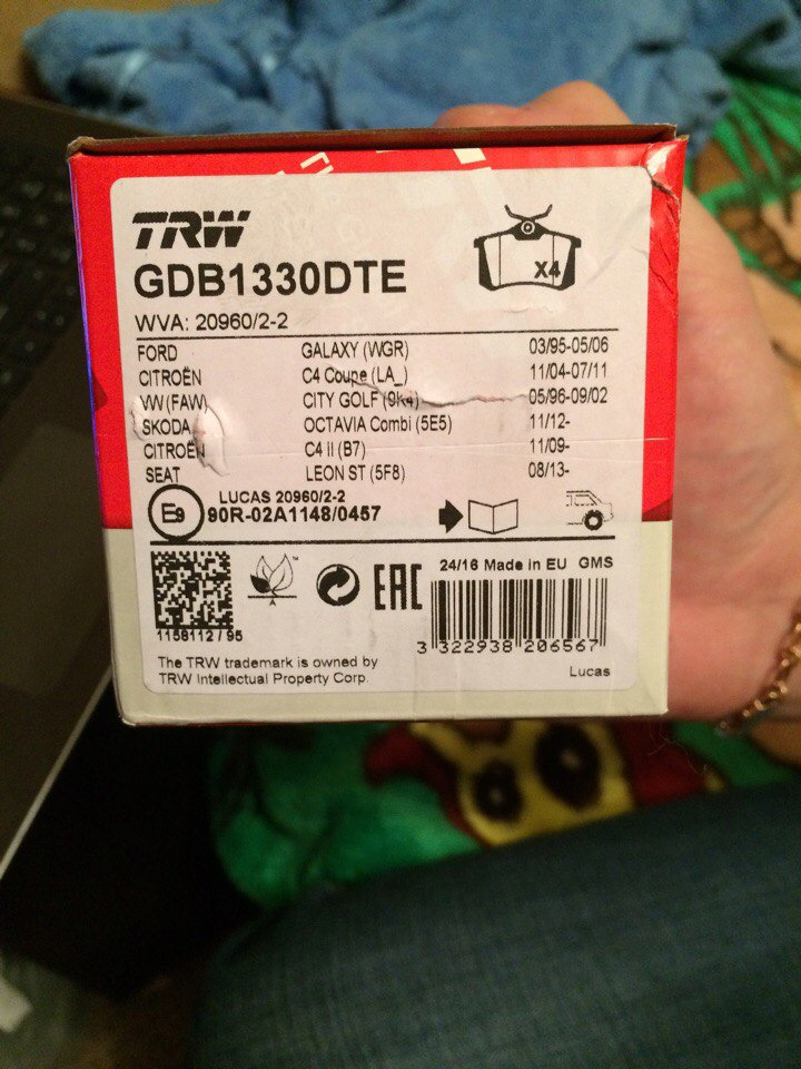 GDB1330DTE Комплект тормозных колодок, дисковый тормоз TRW | Запчасти ...