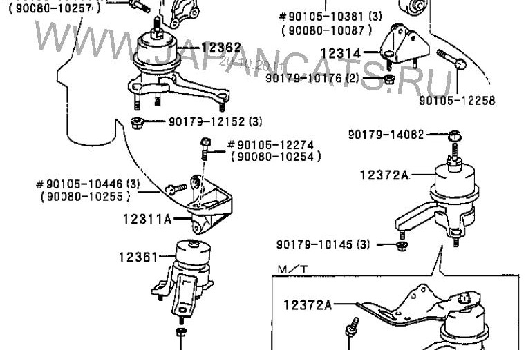 Подушки двигателя — Toyota Solara I, 2,4 л, 2003 года | запчасти | DRIVE2