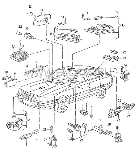 подсветка багажника 331 947 113 — Audi 100 (C4), 2,8 л, 1991 года ...