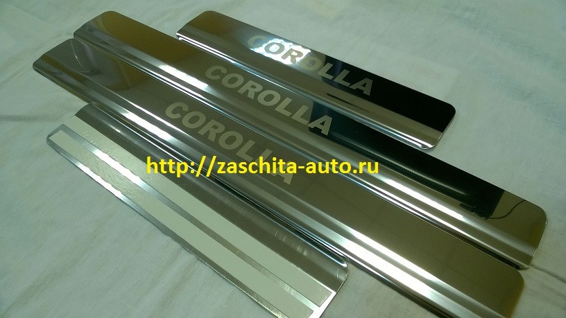 Накладки на пороги "TOYOTA COROLLA" 2013 г., E16 — ЗАЩИТА АВТОМОБИЛЯ на ...