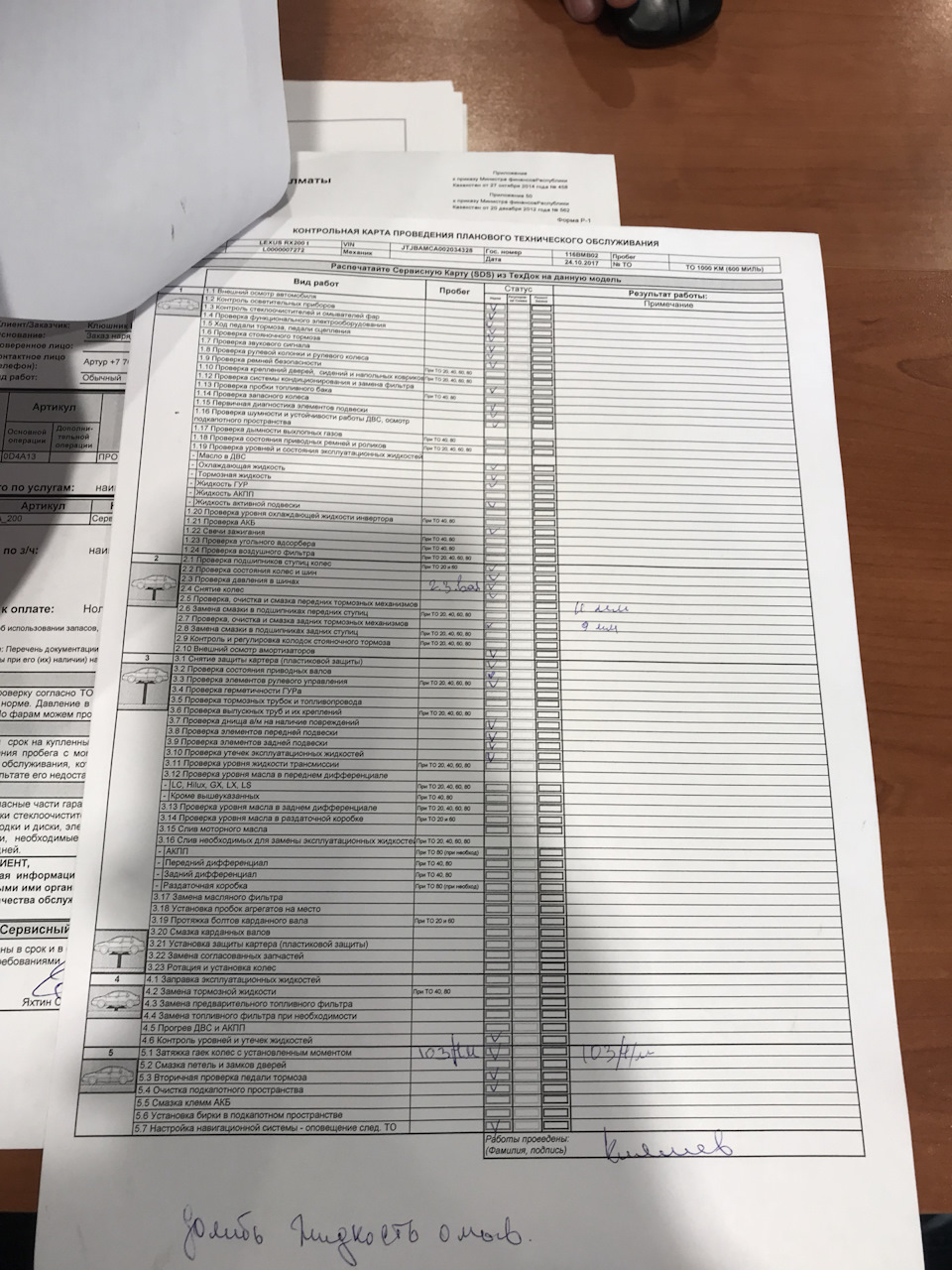ТО 1000 — Lexus RX (4G), 2 л, 2017 года | плановое ТО | DRIVE2