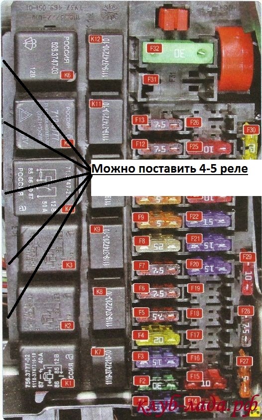1118374721010 Реле 4х контактное ВАЗ Калина, Приора 20 А LADA ...