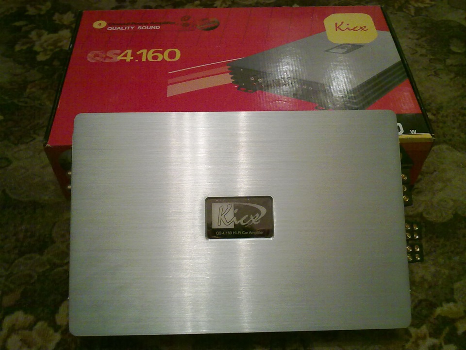 Kicx QS 4.160, 4-х канальный усилитель, 4*160 Вт (4 Ом), 4*190 Вт (2 Ом). — Lada Приора седан, 1 ...