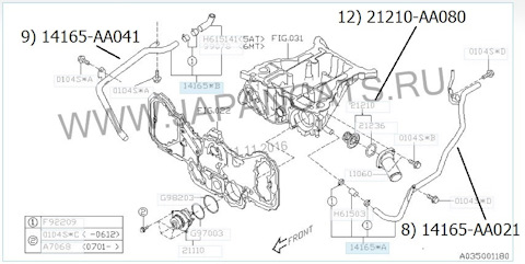14165AA041 ТРУБКА РАДИАТОРА \ PIPE AY-WATER RTN SUBARU | Запчасти на DRIVE2