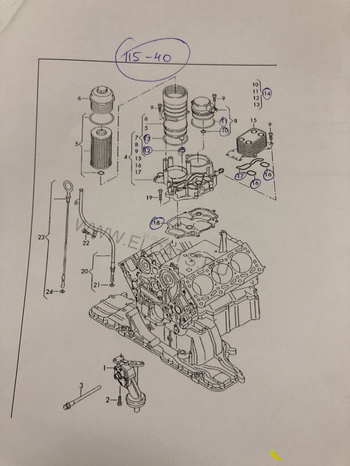 Переуплотнение маслообменика, напорной магистрали, обратной магистрали ...