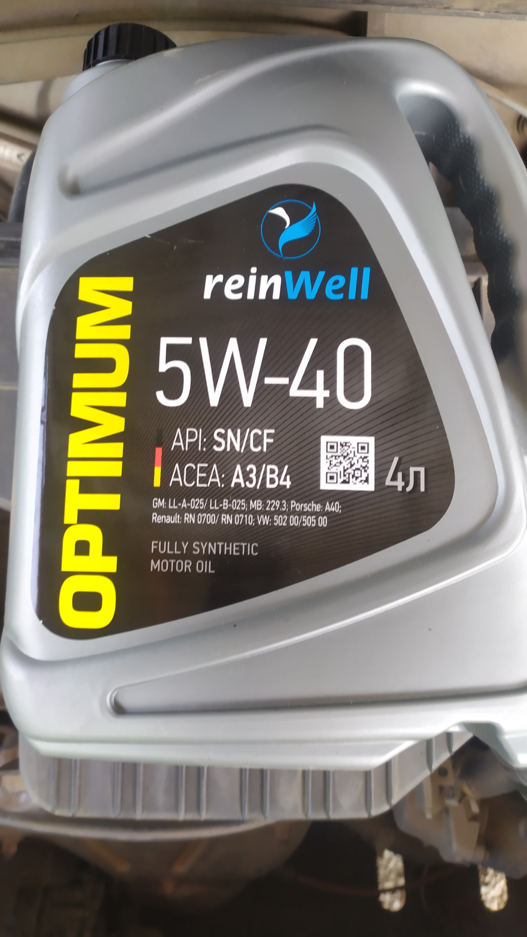 Масло ReinWell 5w-40 Optium для Рено моторов — Renault Logan (1G), 1,6 ...