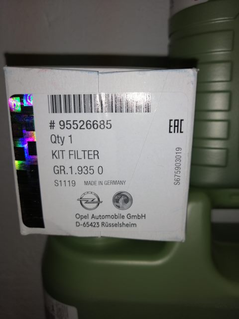 95526685 Вставка для масляного фильтра с комплектом прокладок GM ...