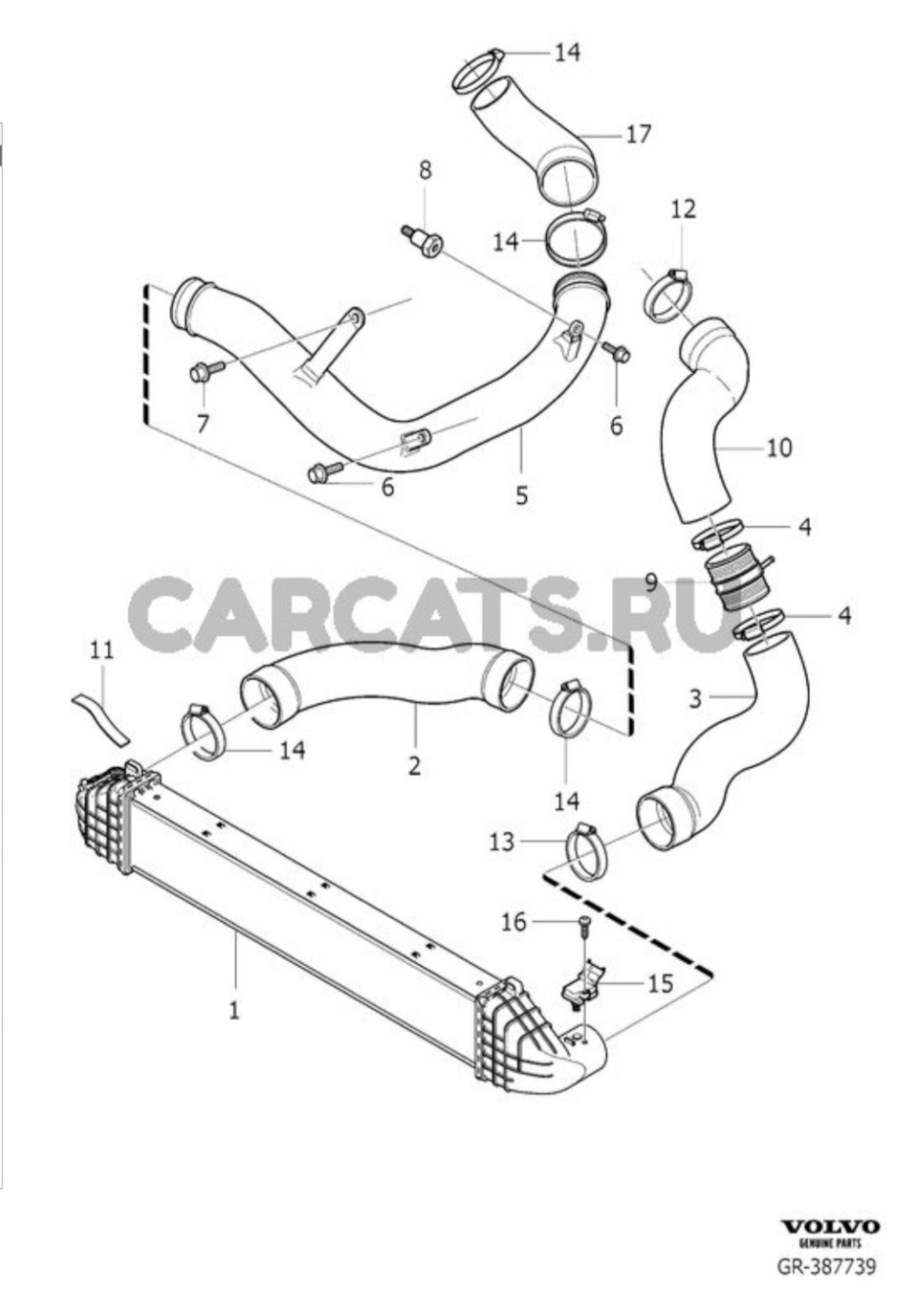 Верхний патрубок линии интеркулер-дросель. — Volvo XC70 III, 2,4 л ...