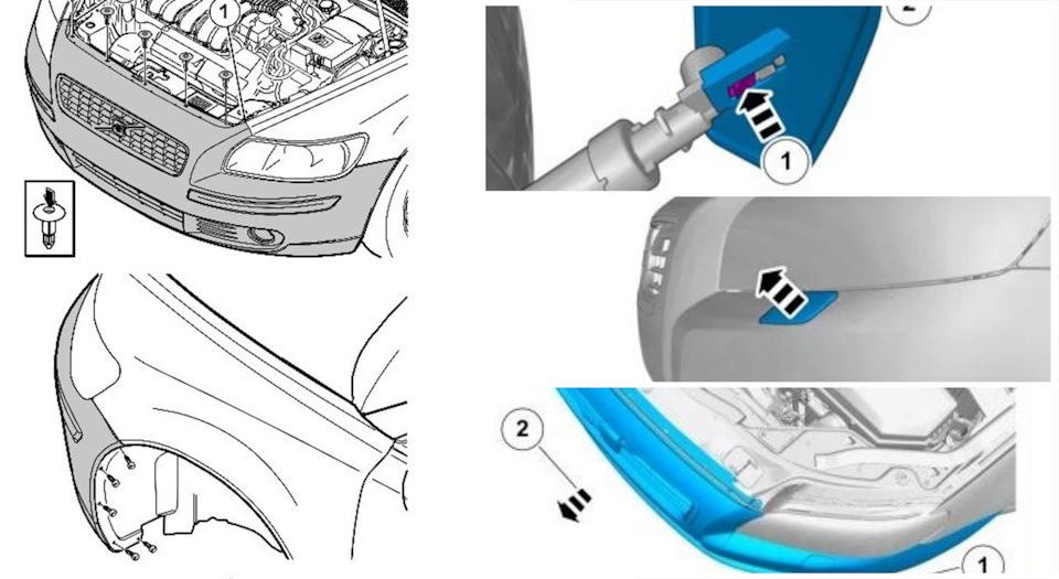 Замена форсунки омывателя фар. — Volvo S40 (2G), 2,4 л, 2007 года ...