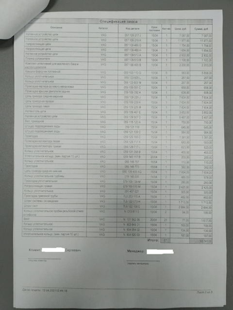 057198405B Набор уплотнений для VAG | Запчасти на DRIVE2