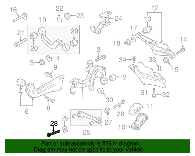 N91047502 Болт крепежный крепления заднего поперечного рычага VAG VAG ...
