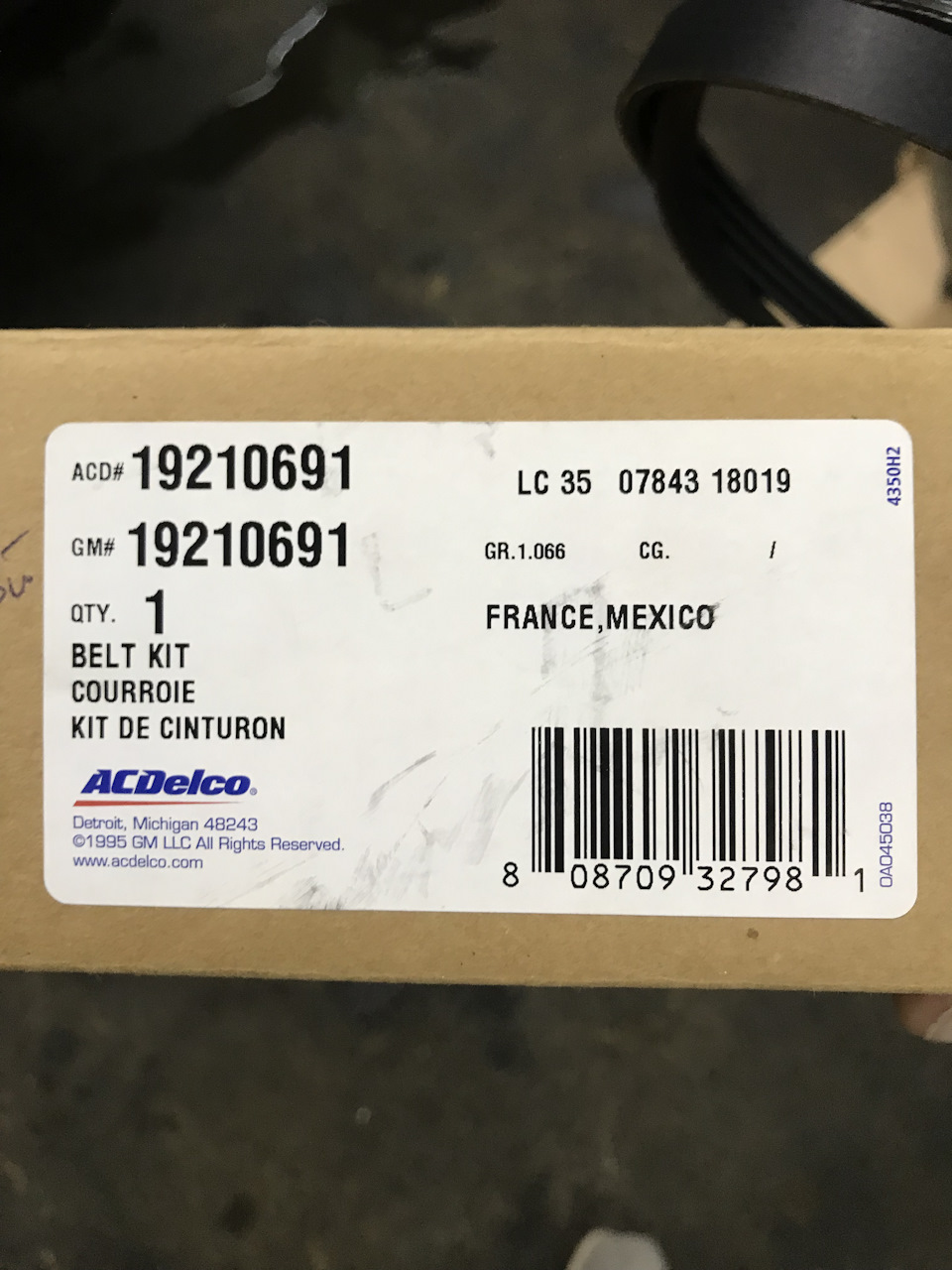 19210691 Ремень привода компрессора кондиционера GM | Запчасти на DRIVE2
