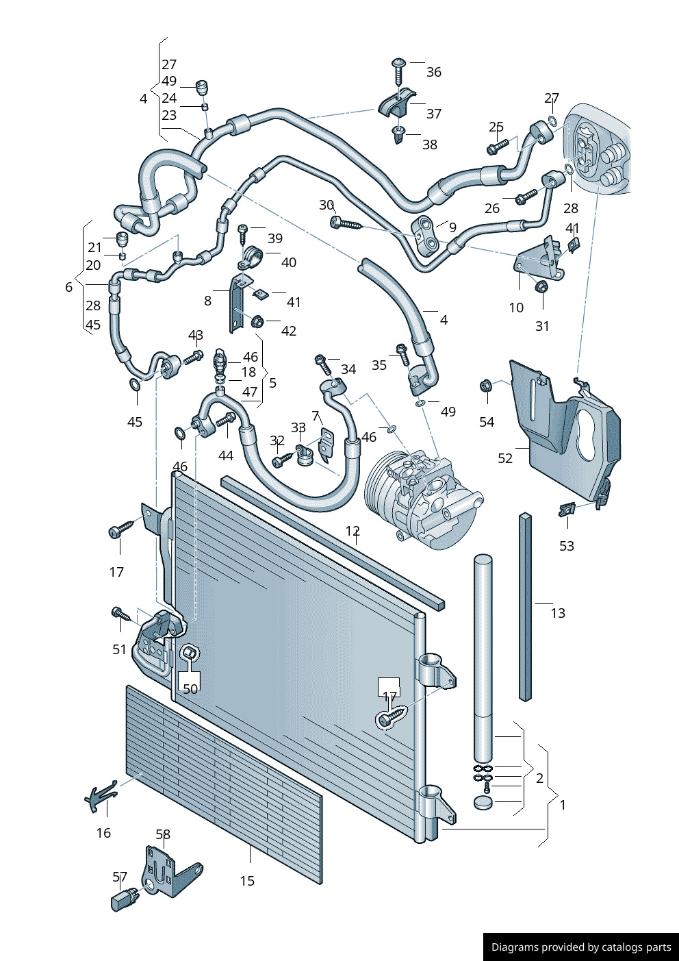 Контур хладагента конденсатора кондиционера.Volkswagen Touran 1.6 ...