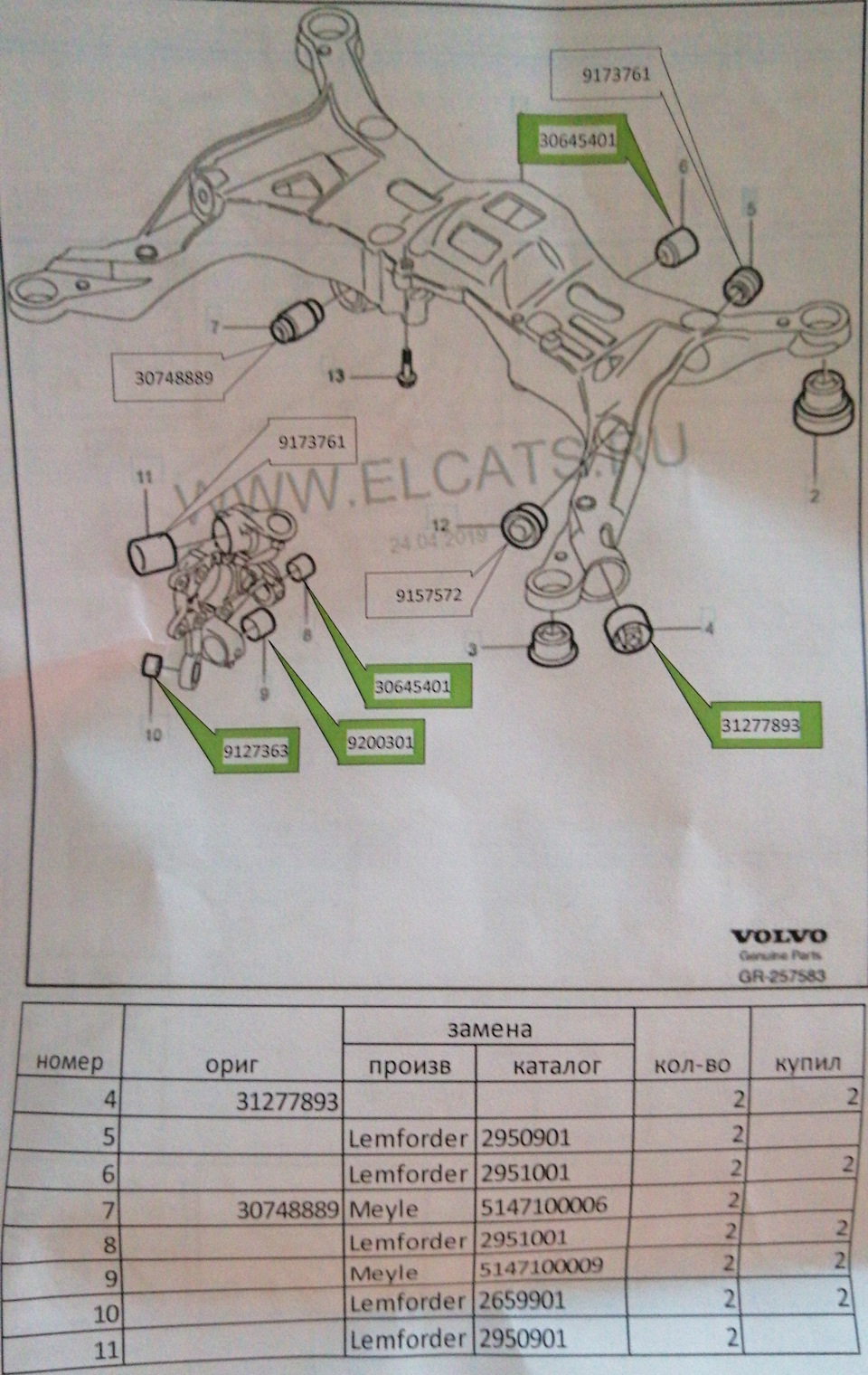 30645401 Подвеска, рычаг независимой подвески колеса Volvo | Запчасти ...