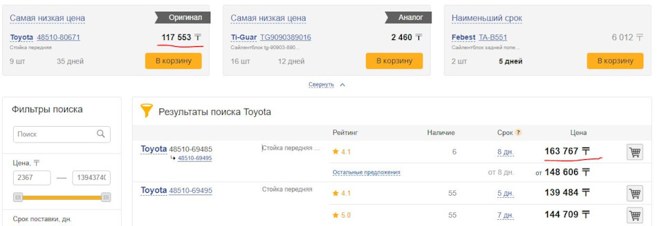 4851080671 Стойка передняя TOYOTA LEXUS | Запчасти на DRIVE2