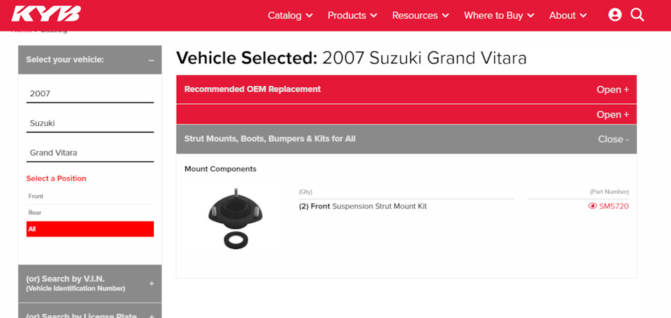 Комплект опора+ подшипник опоры передней стойки Kayaba SM 5720 — Suzuki ...