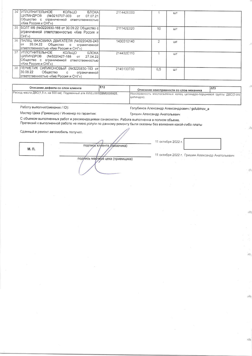 214432E110 Уплотнительное кольцо блока цилиндров KIA HYUNDAI | Запчасти ...