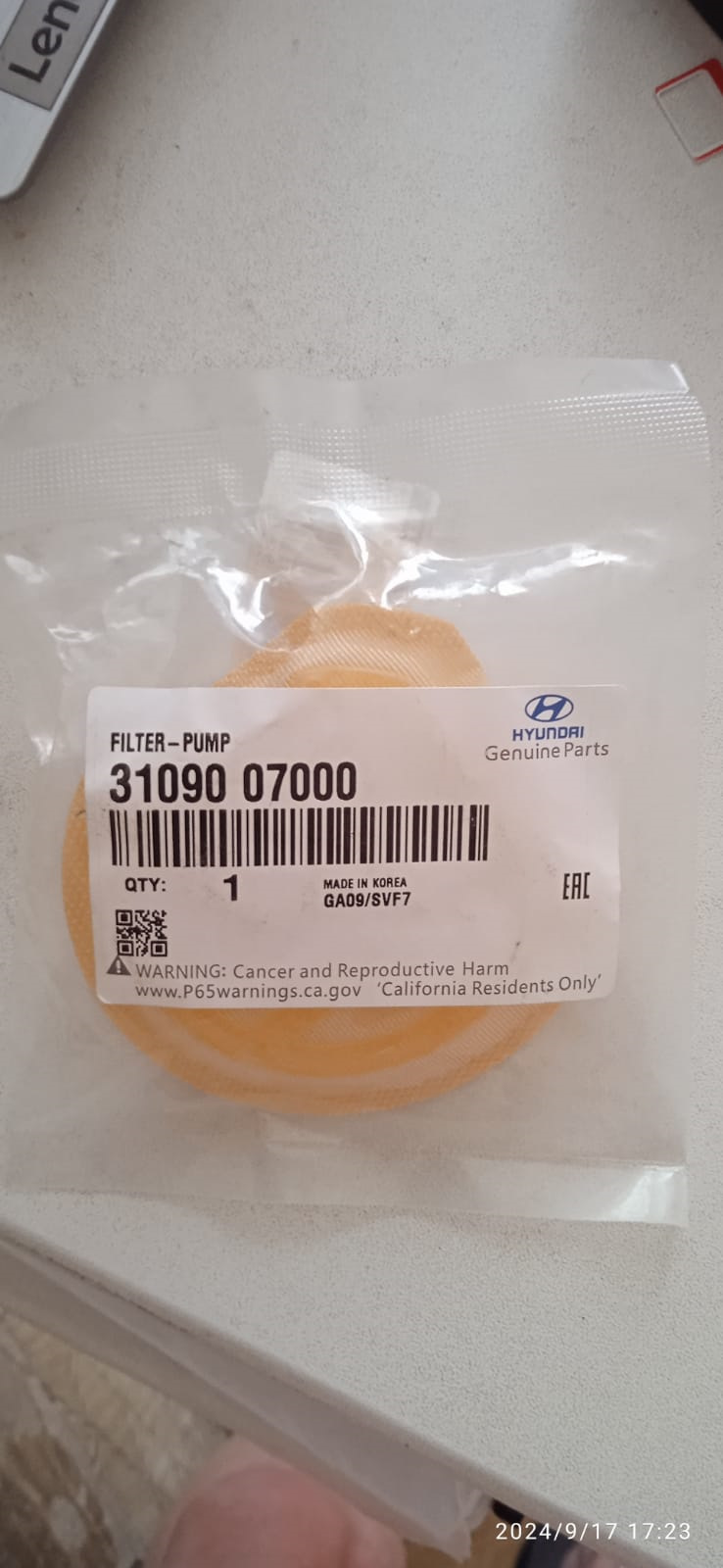 3109007000 Сменная фильтрующая часть топливного фильтра топливного бака ...