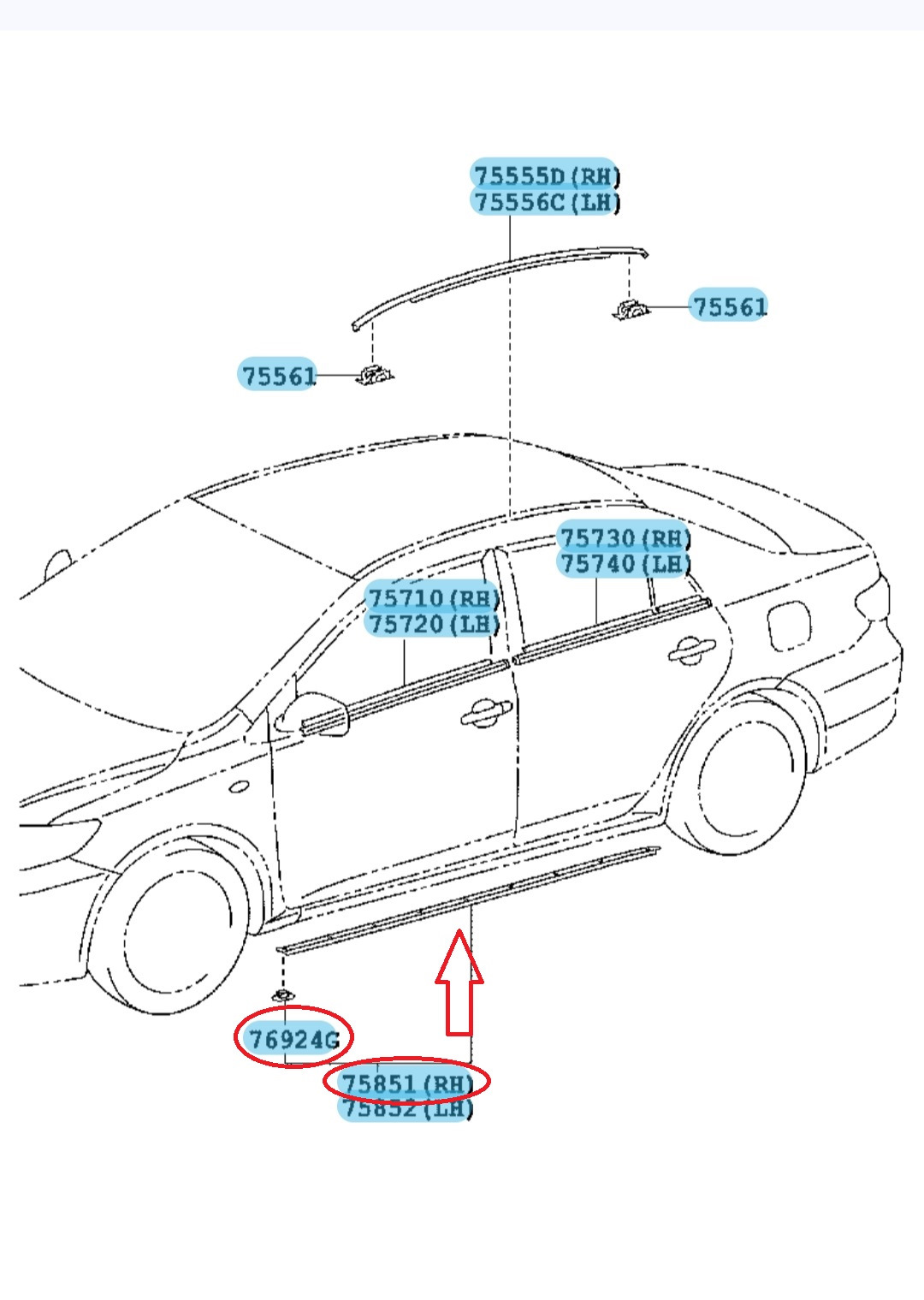 Замена молдинга порога — Toyota Corolla (140/150), 1,6 л, 2011 года ...