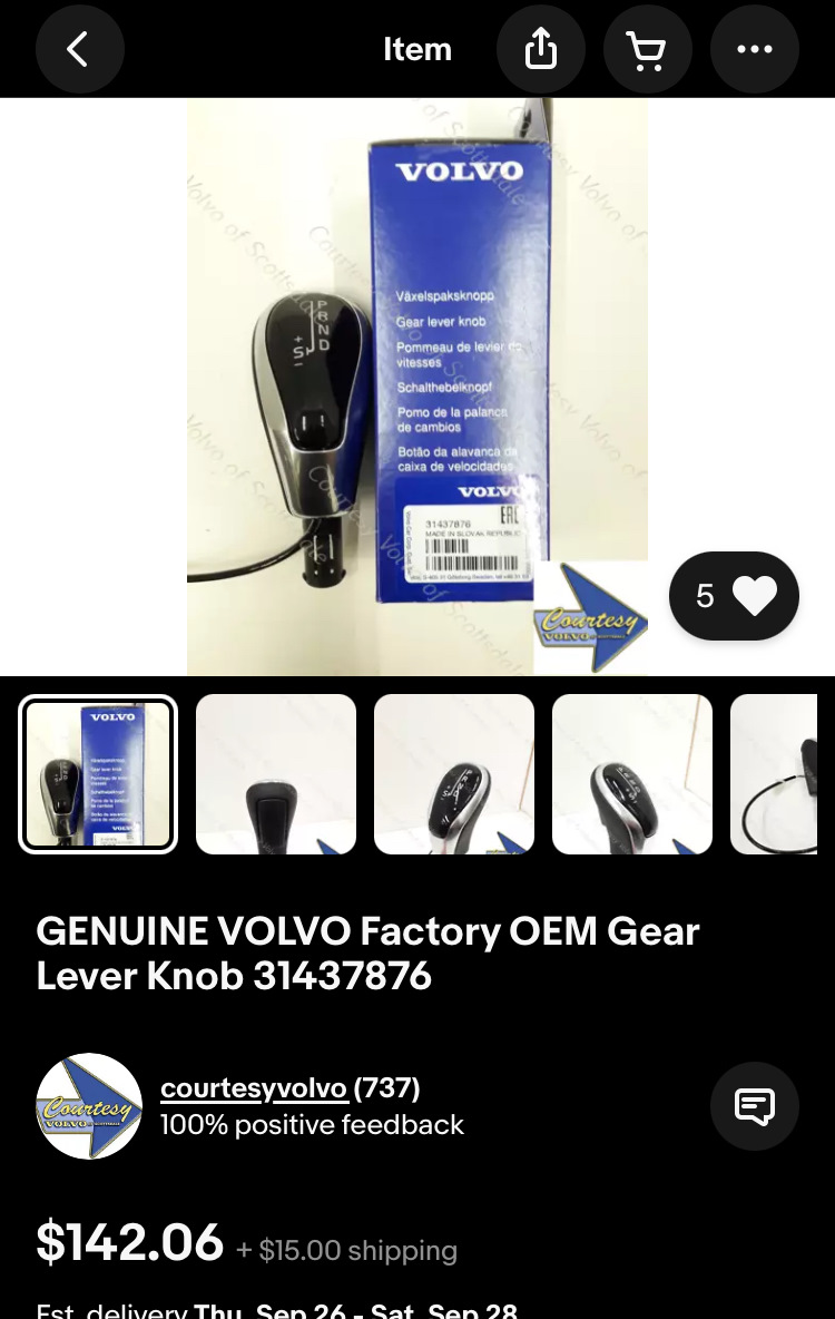 31437876 Gear SHIFT LEVER K Volvo | Запчасти на DRIVE2